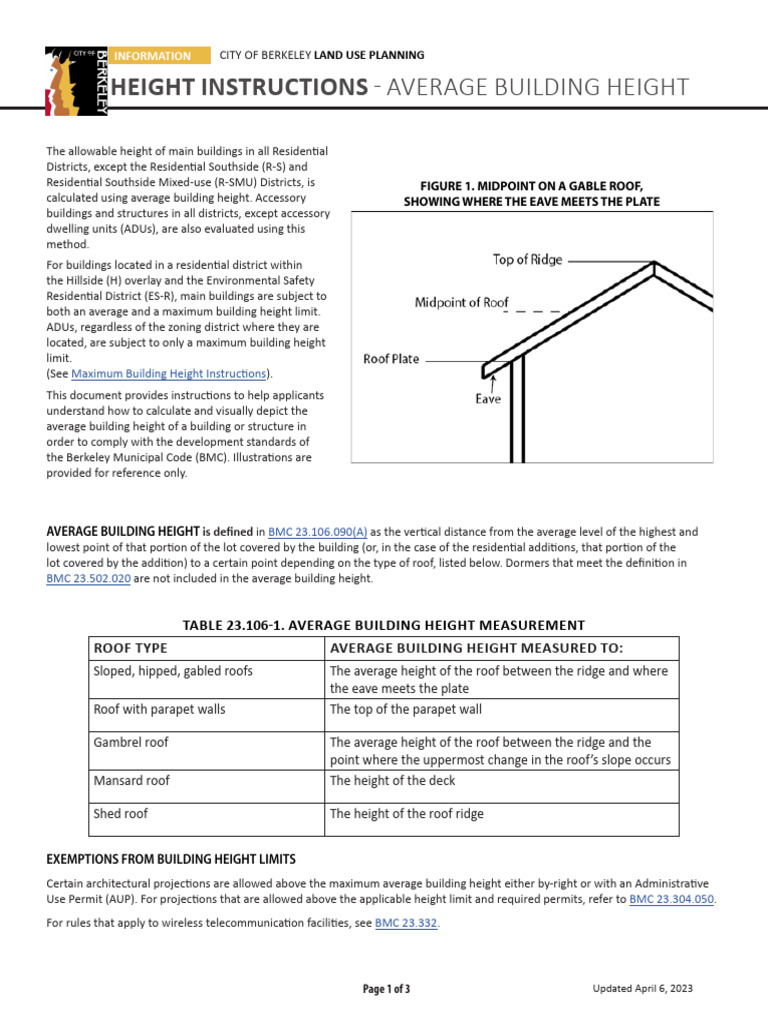 Height-Instructions - Residential-Average-Height | PDF | Roof | Height