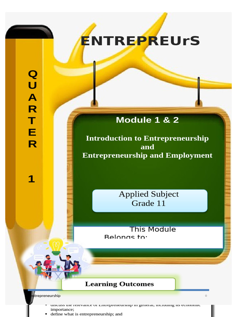Entrepreneurship Module 1 Week 1 (1) | PDF | Entrepreneurship | Social ...