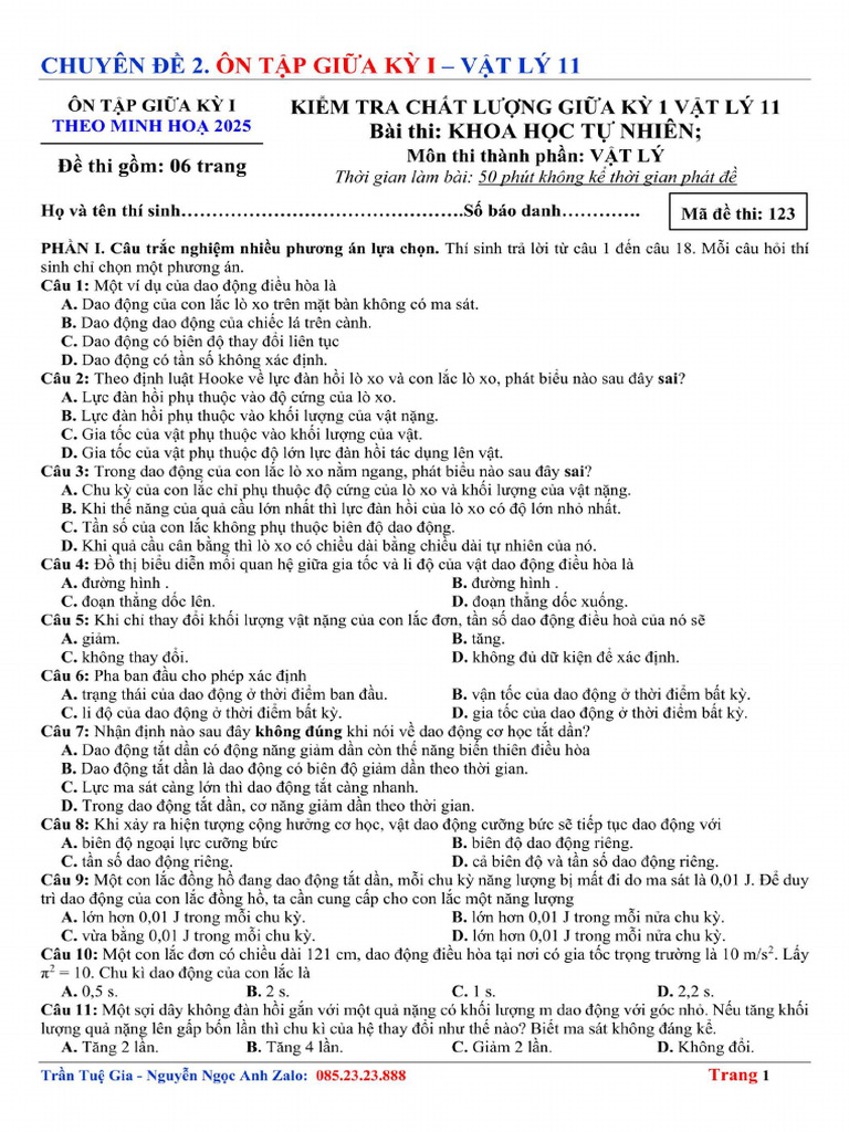 De on Tap Giua Hoc Ky 1 Theo Minh Hoa 2025 de So 09 | PDF