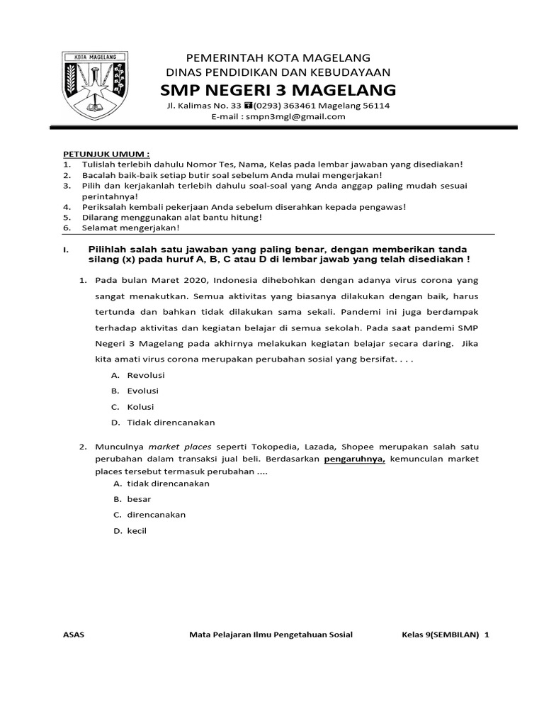 Remidi Asas Ips SMTR Ganjil Kelas Ix | PDF