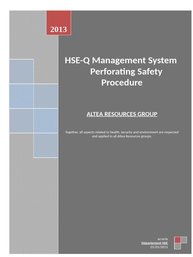 Altea - HSEQ - Management Perforating Safety Procedure | PDF | Radio | Electrical Engineering