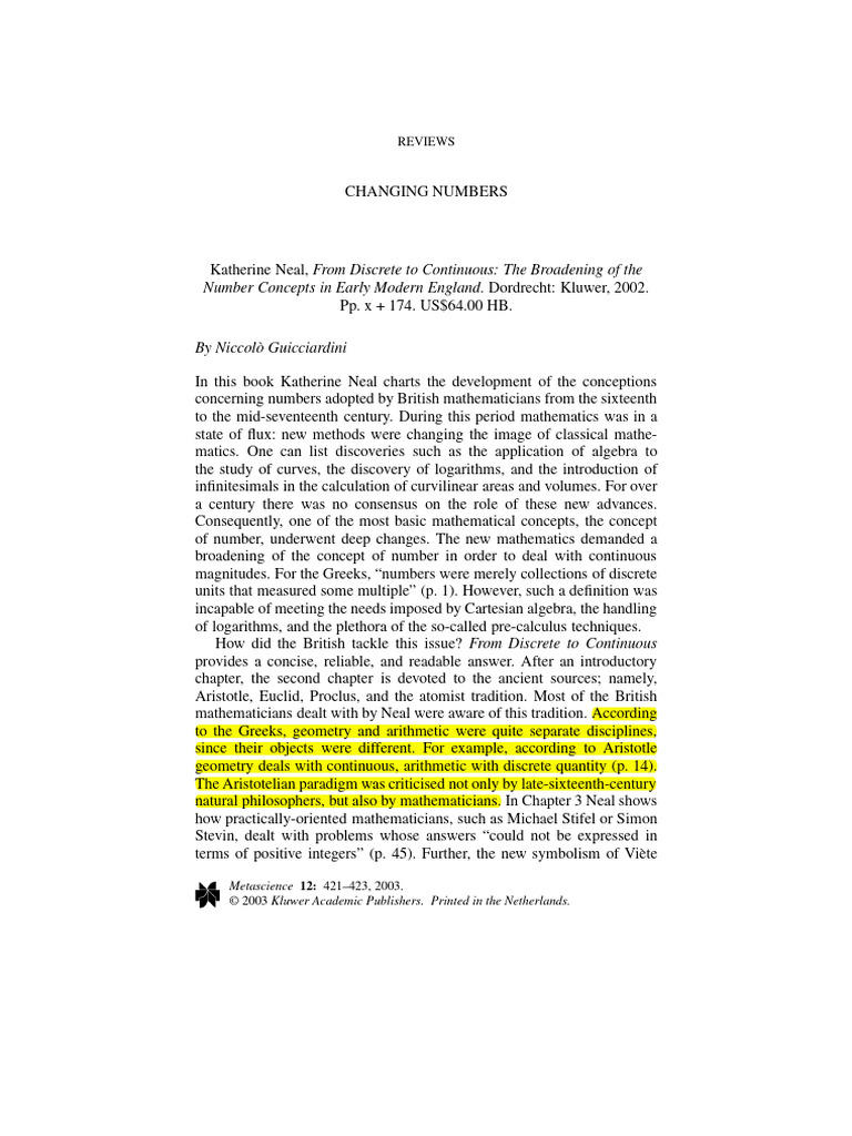 Evolution of Number Concepts in England | PDF | Mathematics | Numbers