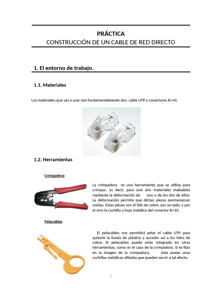 PRACTICA - Cable Red | PDF | Herramientas | Conector eléctrico