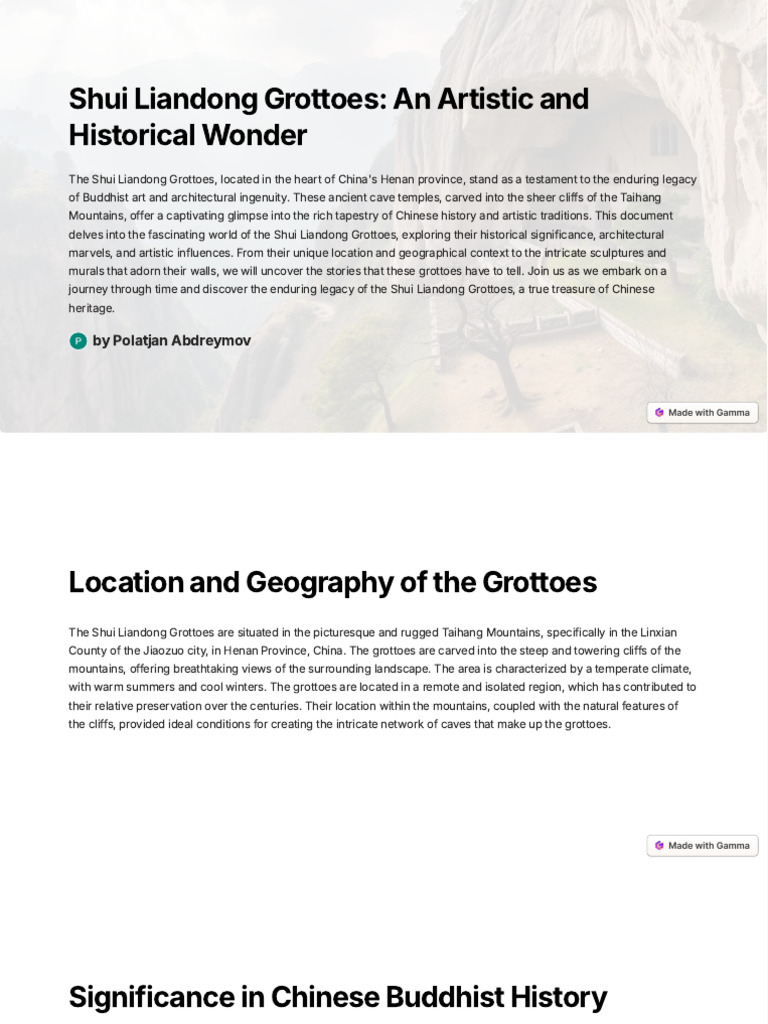 Shui Liandong Grottoes An Artistic and Historical Wonder | PDF | Sculpture