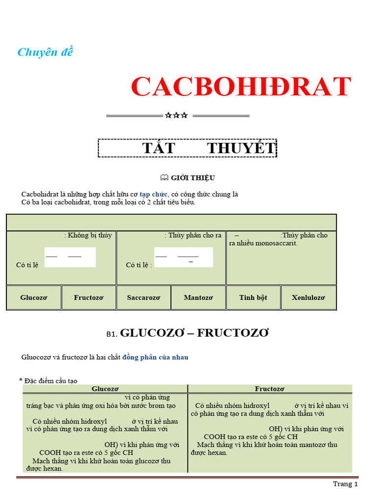 Chuyen de Cacbohidrat Hay | PDF