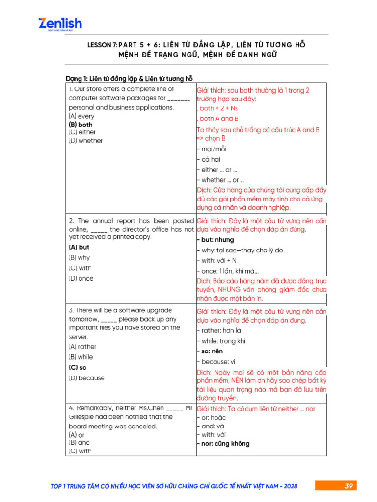 Đáp Án Lesson 7 - Camp Bomb RC 2024 | PDF