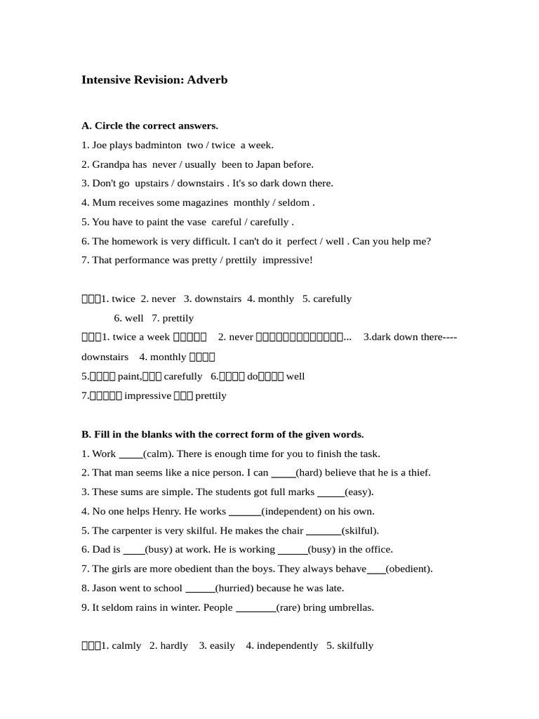 P5B Intensive Revision Adverbs | PDF