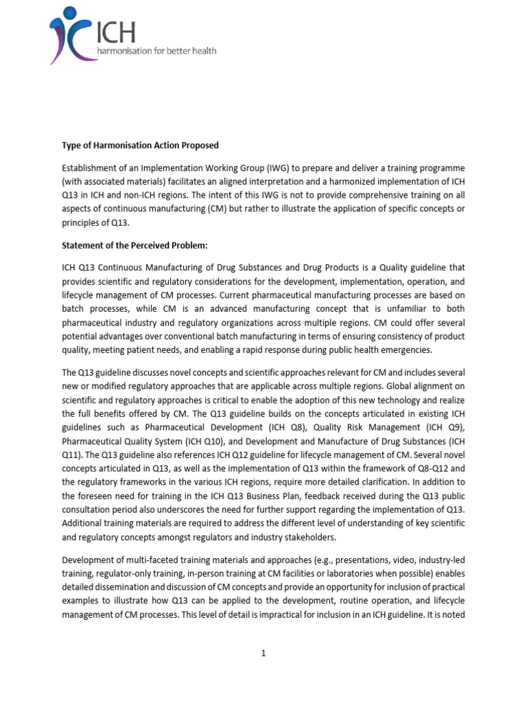 ICH_Q13_IWG_Concept_Paper_2023_0119 | PDF | Health Care | Medicine