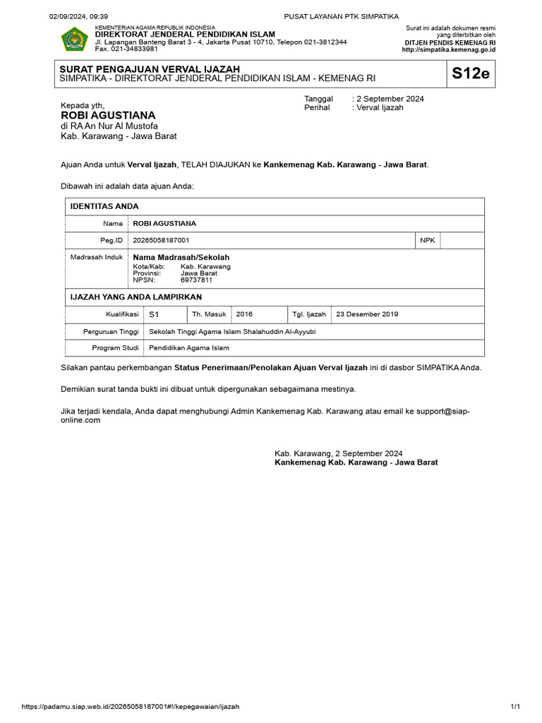 S12E ROBI_VERVAL IJAZAH S1 | PDF