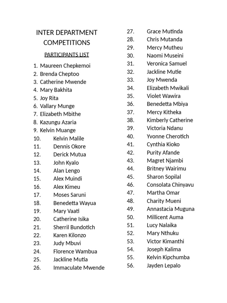 Inter Department Competitions | PDF