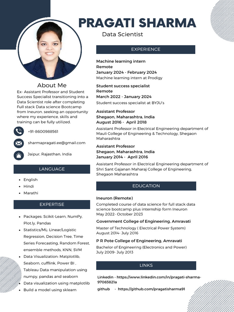 Resume Pragati DS1-2 | PDF | Machine Learning | Statistics
