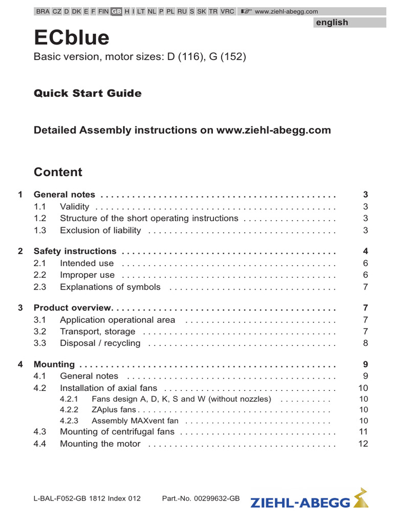 ECblue Quick Start Guide for Motors | PDF | Screw | Alternating Current