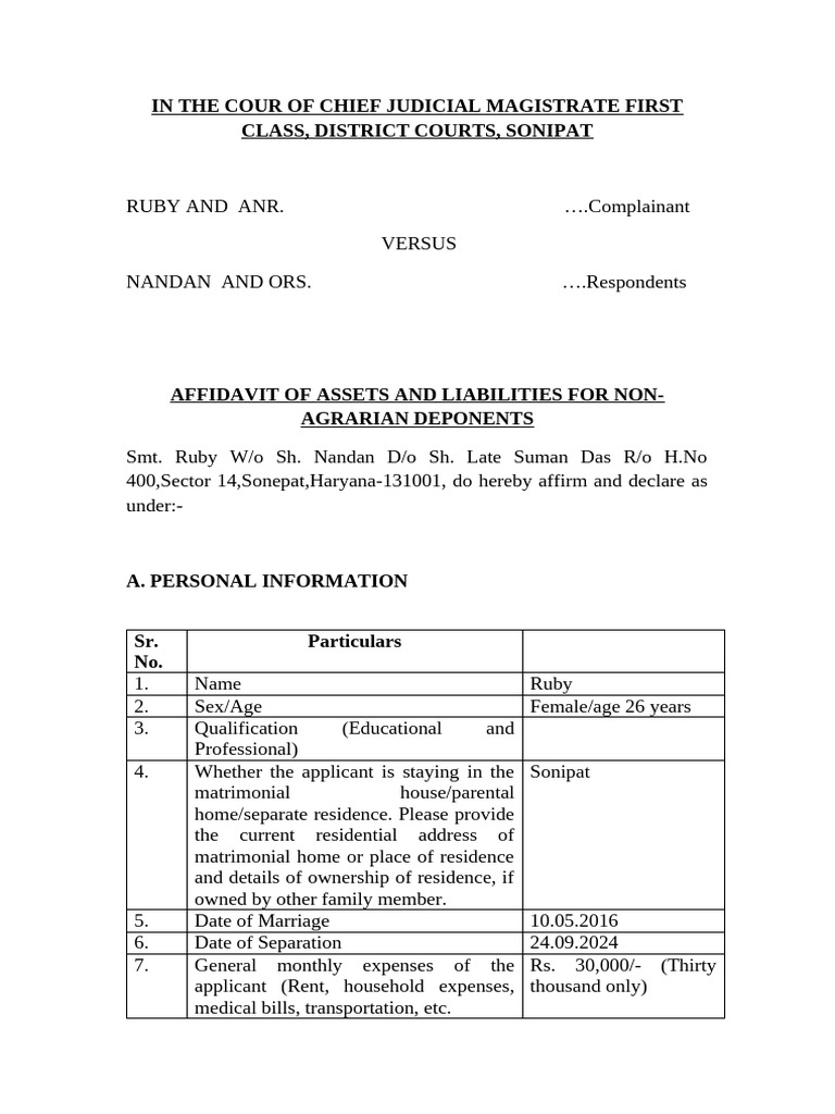 RUBY Income Affidavit-125 | PDF | Expense | Affidavit