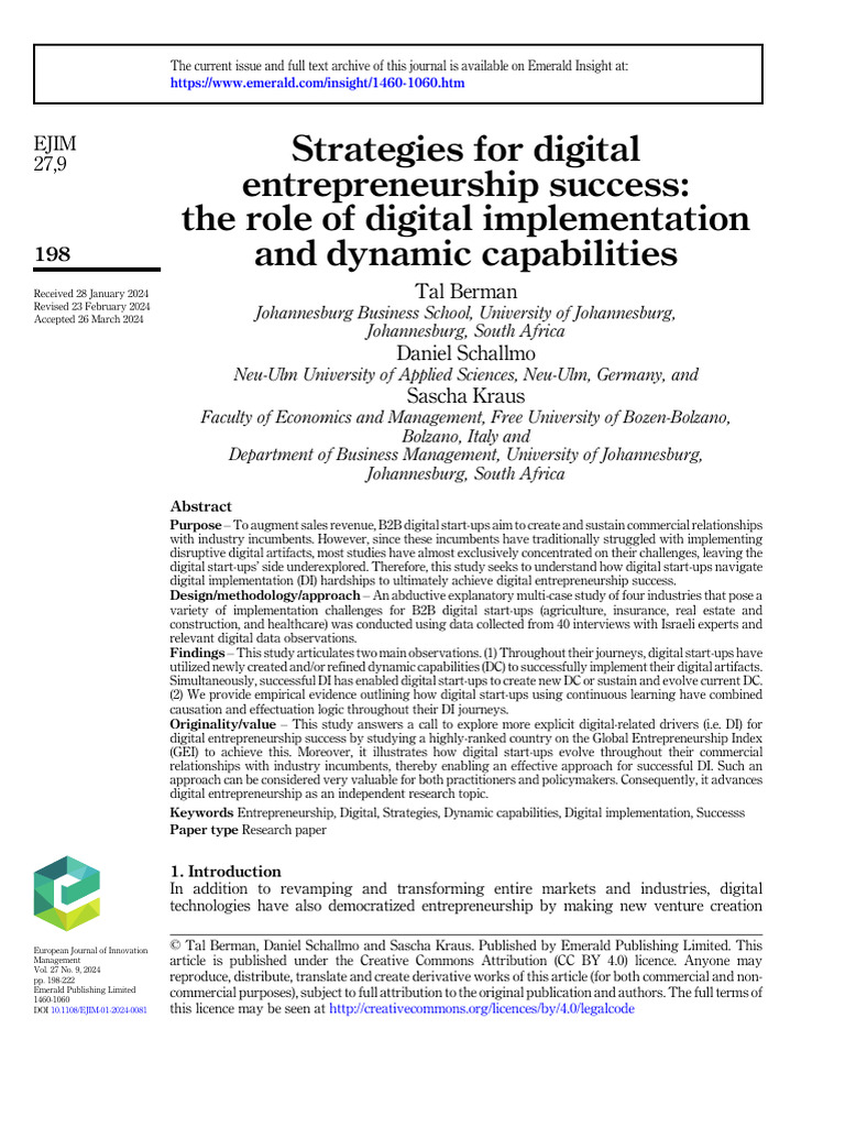 10 1108 - Ejim 01 2024 0081 | PDF | Entrepreneurship | Startup Company