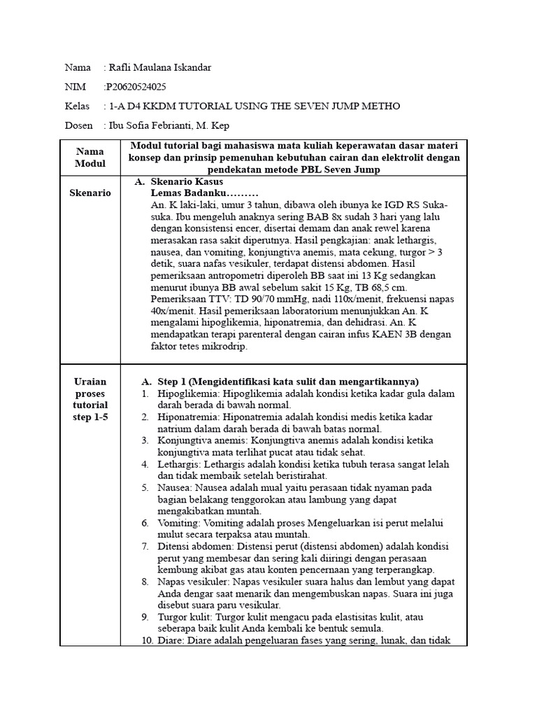 Tutorial PBL Seven Jump: Kasus Diare Anak | PDF