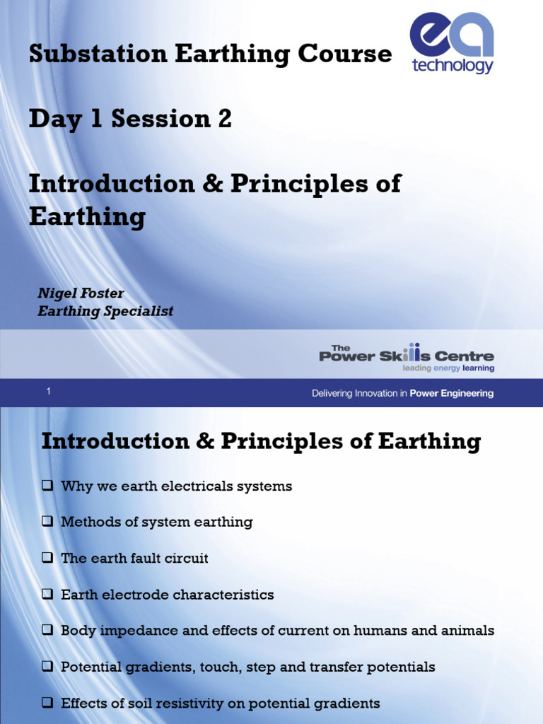 Day 1 Session 2 - Principles of Earthing Oct 2023 | PDF | Electrical ...