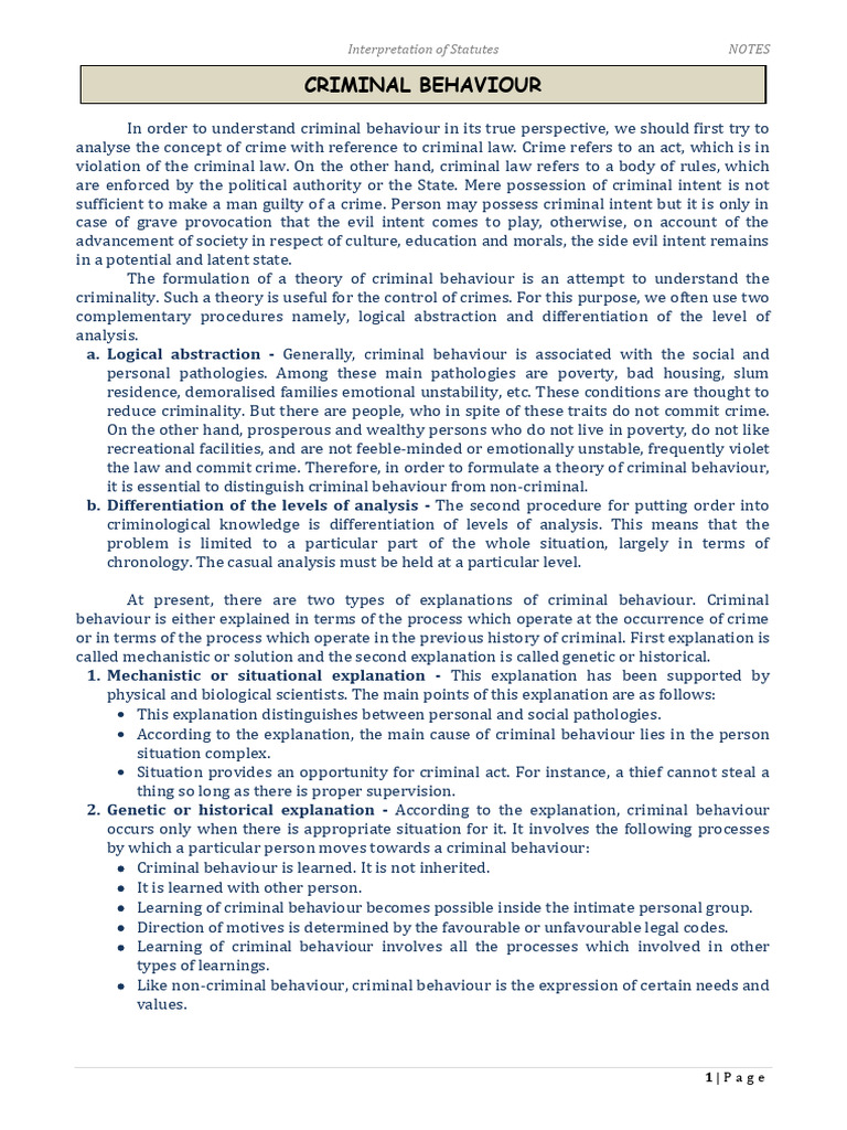 Criminal Behaviour | PDF | Crimes | Crime & Violence