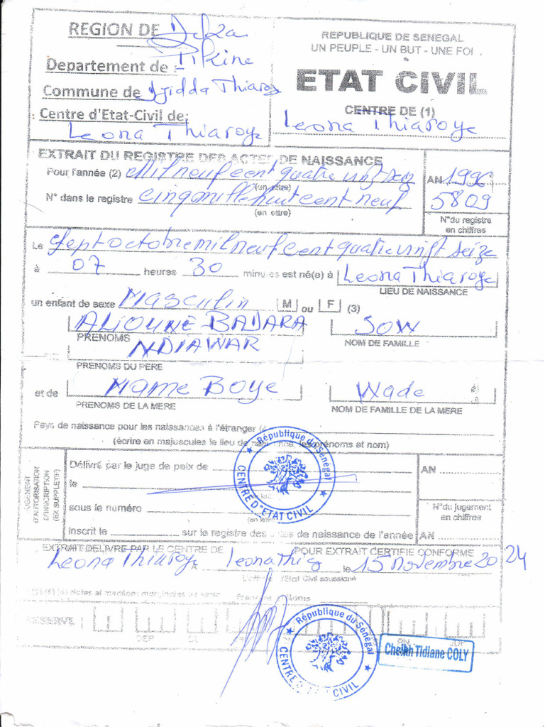 Extrait de Naissance | PDF