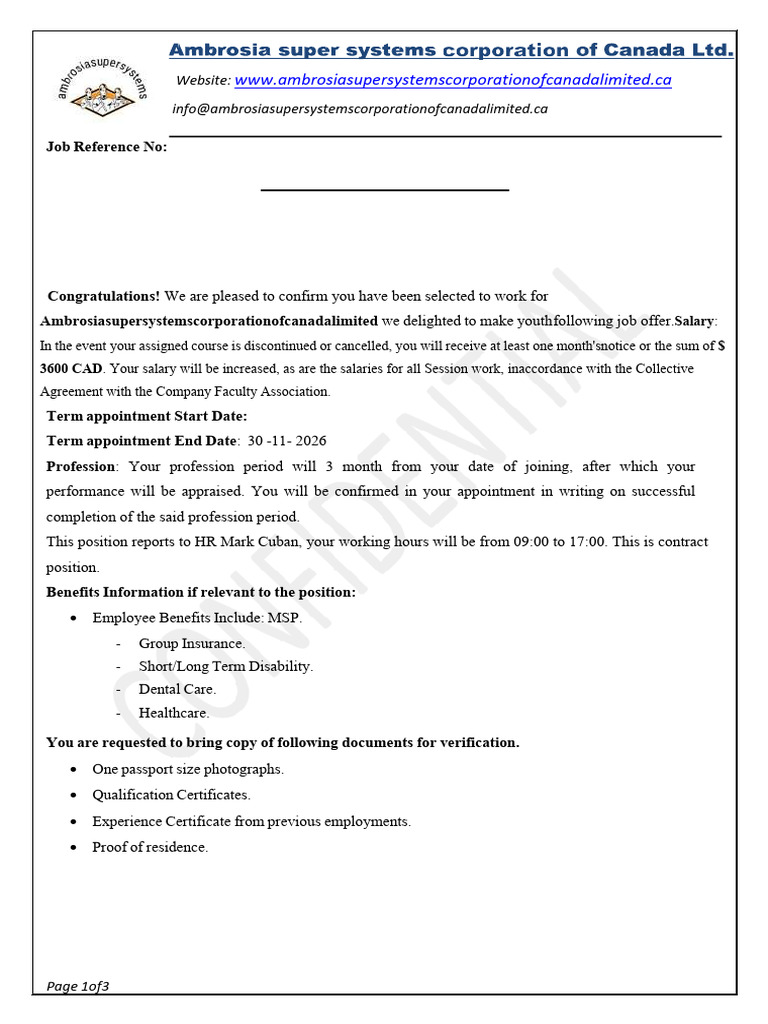 Manisha Shiwakoti Offer Letter | PDF | Employment | Business