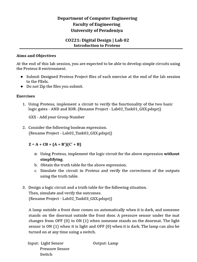 LAB 02 - Introduction To Proteus | PDF