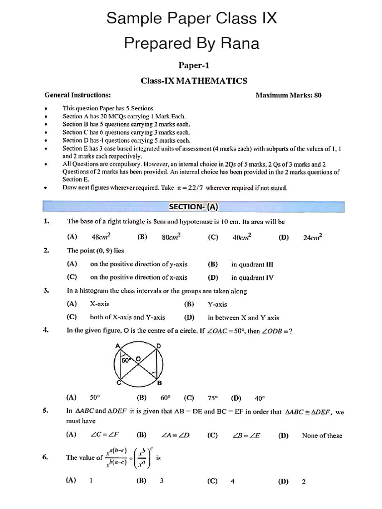 Class 9 math sp | PDF