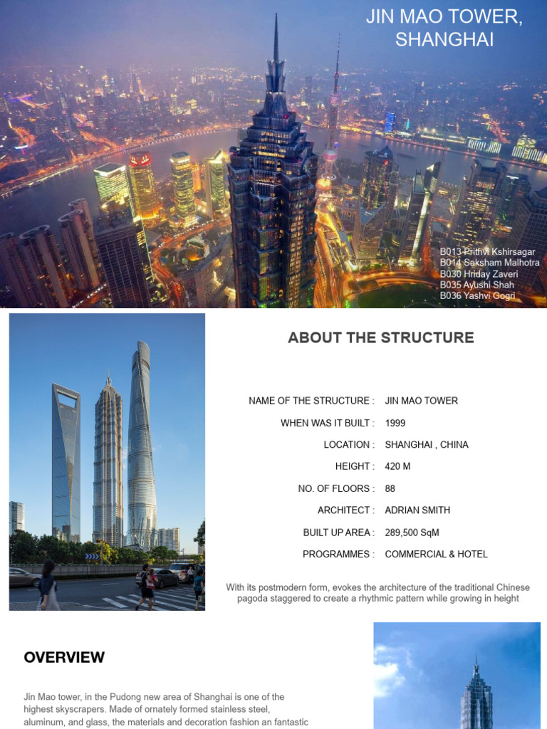 JIN MAO TOWER, SHANGHAI | PDF | Bending | Beam (Structure)