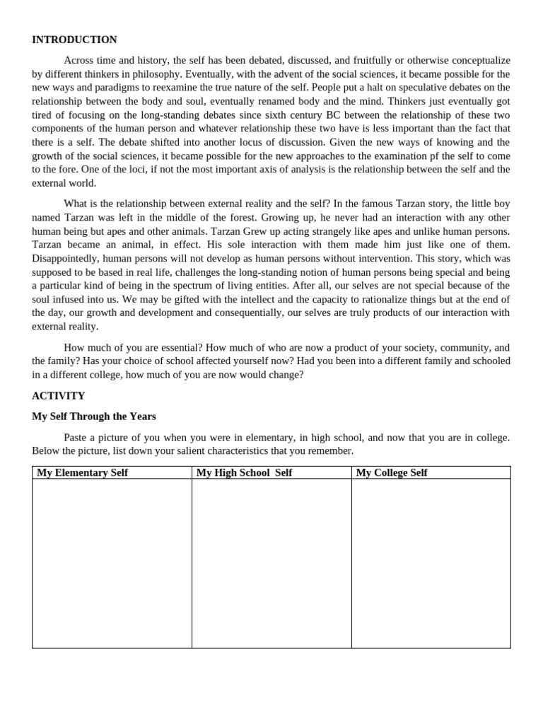 UNDERSTANDING THE SELF | PDF | Self | Social Constructionism