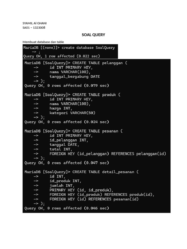 SYAMIL Al GHANI SOAL QUERY | PDF