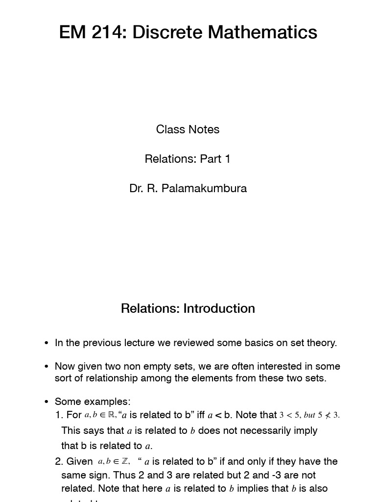EM214_Relations_part 1 | PDF | Mathematical Concepts | Mathematical Logic
