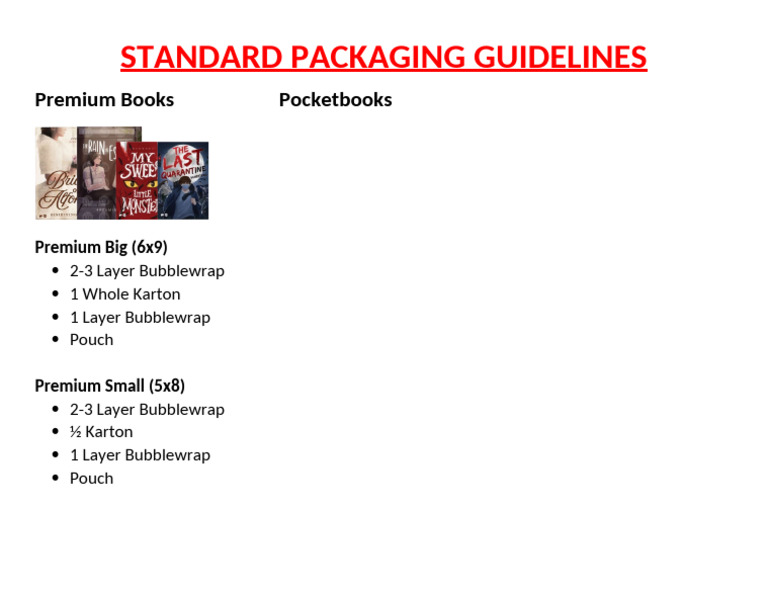 Standard Packaging Guidelines | PDF