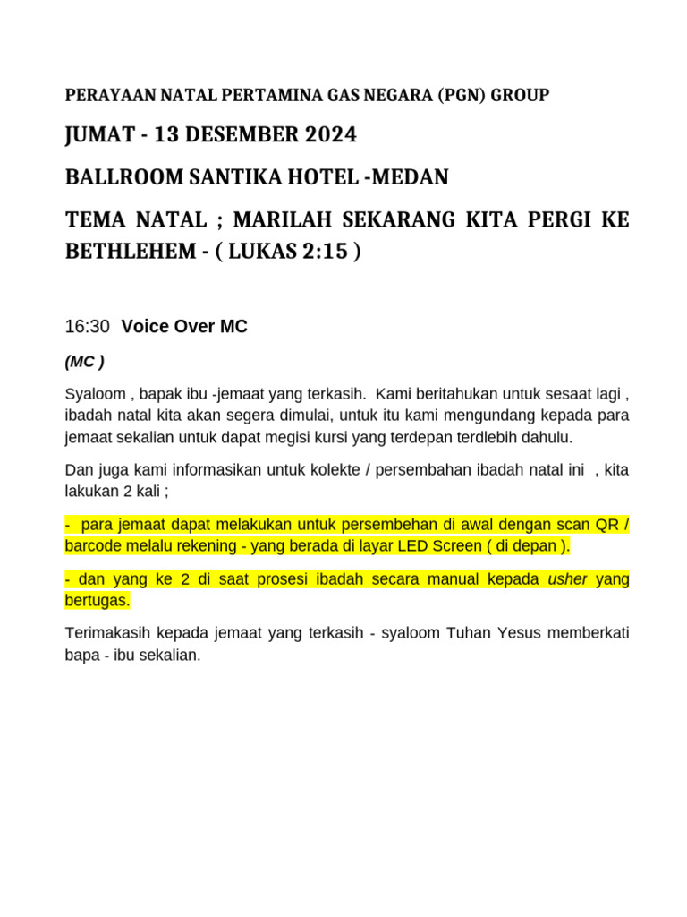Perayaan Natal PGN 2024 di Medan | PDF