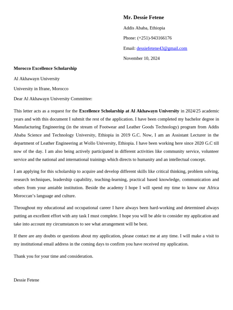 Motivational Letter | PDF