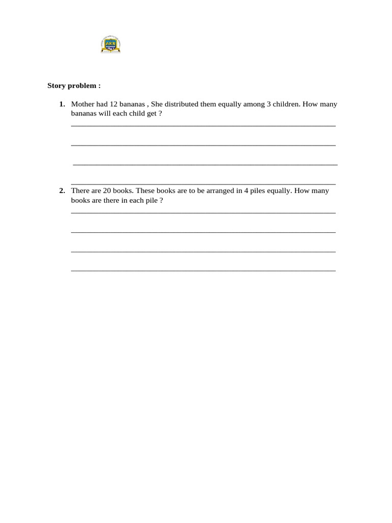 Division Story Problems for Kids | PDF