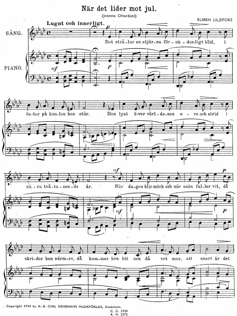 Liljefors - När Det Lider Mot Jul | PDF