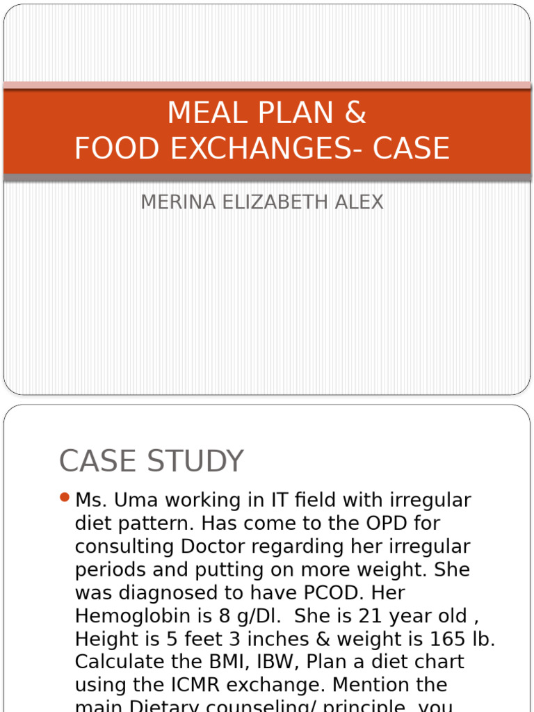 Food Exchanges and Meal Plan Case | PDF