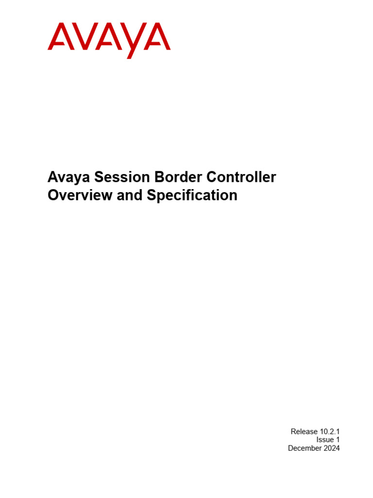Avaya SBC Overview and Specification | PDF | Session Initiation Protocol | Computer Network