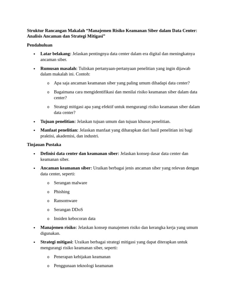 Manajemen Risiko Keamanan Siber Dalam Data Center - Analisis Ancaman ...