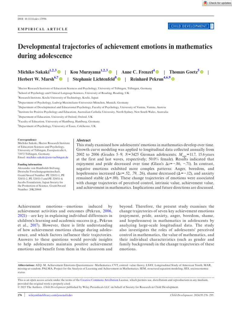 Child Development - 2023 - Sakaki - Developmental trajectories of ...