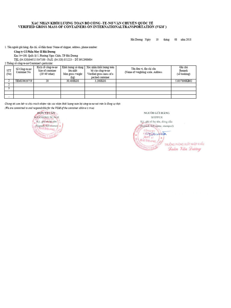 Vgm-Container. 51037800KB02 | PDF