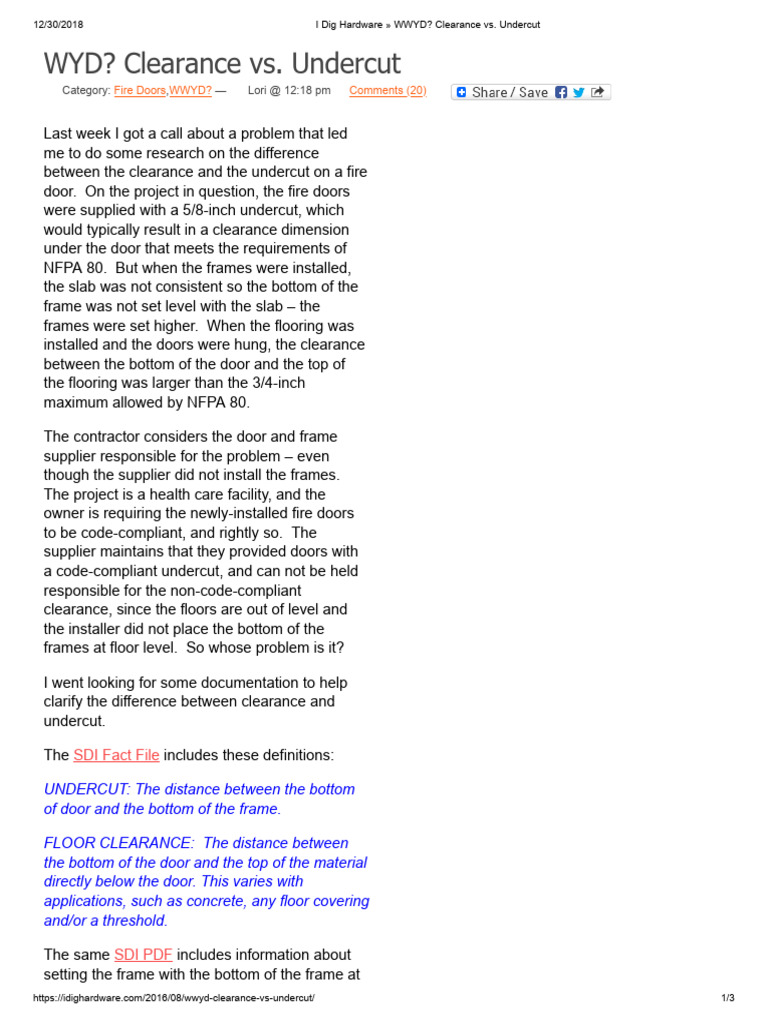 NFPA 80: Fire Door Clearance Issues | PDF | Door