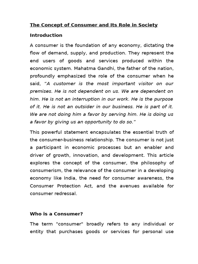 The Role of Consumers in Society | PDF | Consumerism | Consumer Protection