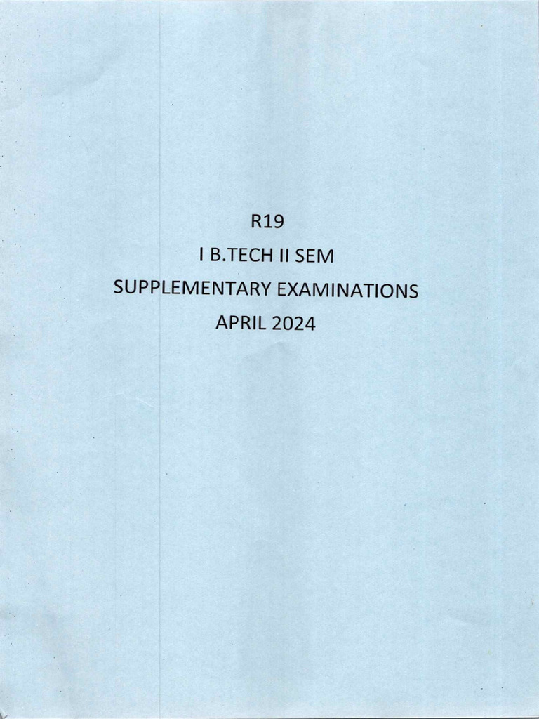R19 I B.tech Ii Sem Supple End Examination Question Papers April 2024 | PDF