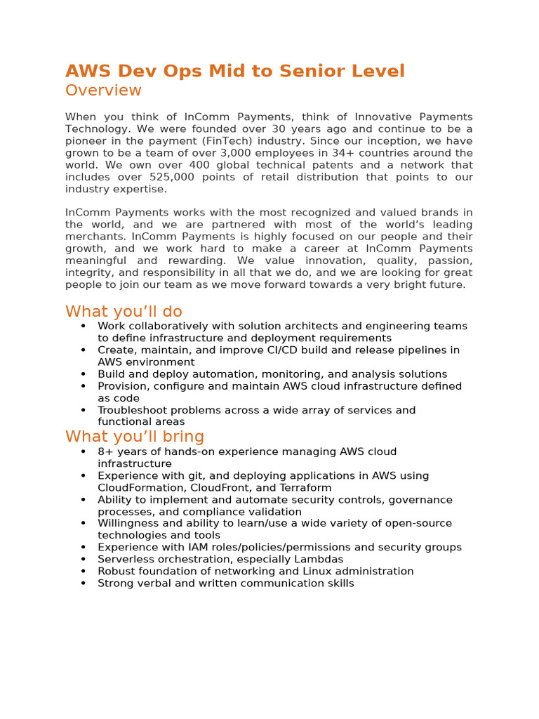 JD Sre Aws Devops 3 | PDF