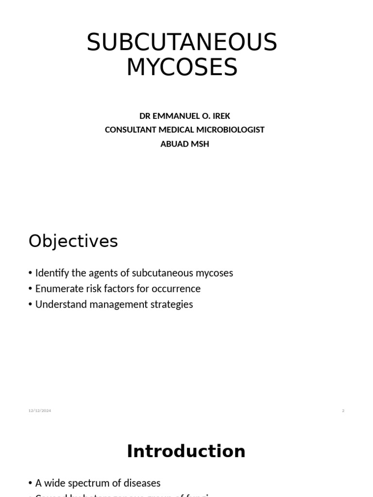 Subcutaneous Mycoses Overview | PDF | Microbiology | Immunology