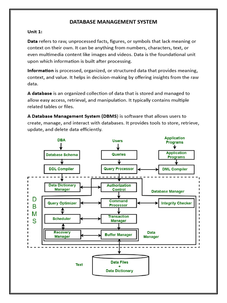NOTES DBMS | PDF | Databases | Relational Database