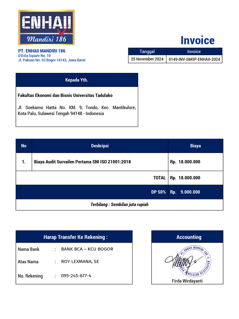 0149-InV-SMOP-2024 Survailen Fakultas Ekonomi Dan Bisnis Universitas Tadulako | PDF