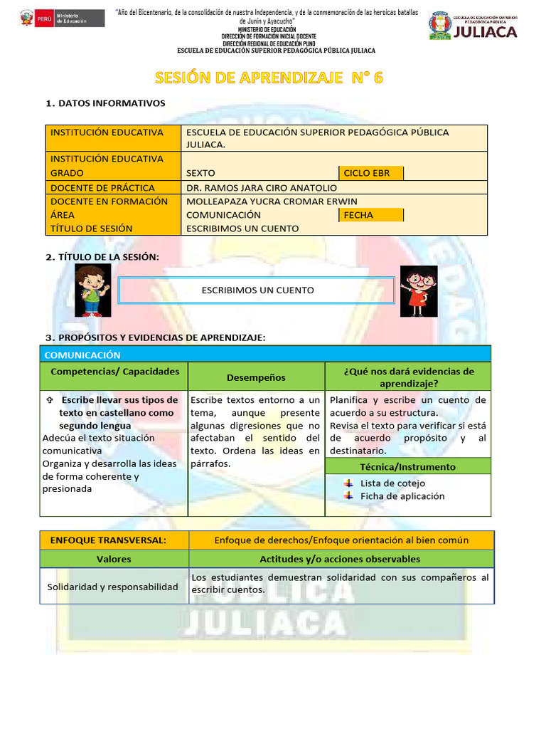 SESION COMUNICACIÓN creamos un cuento | PDF | Maestros | Aprendizaje