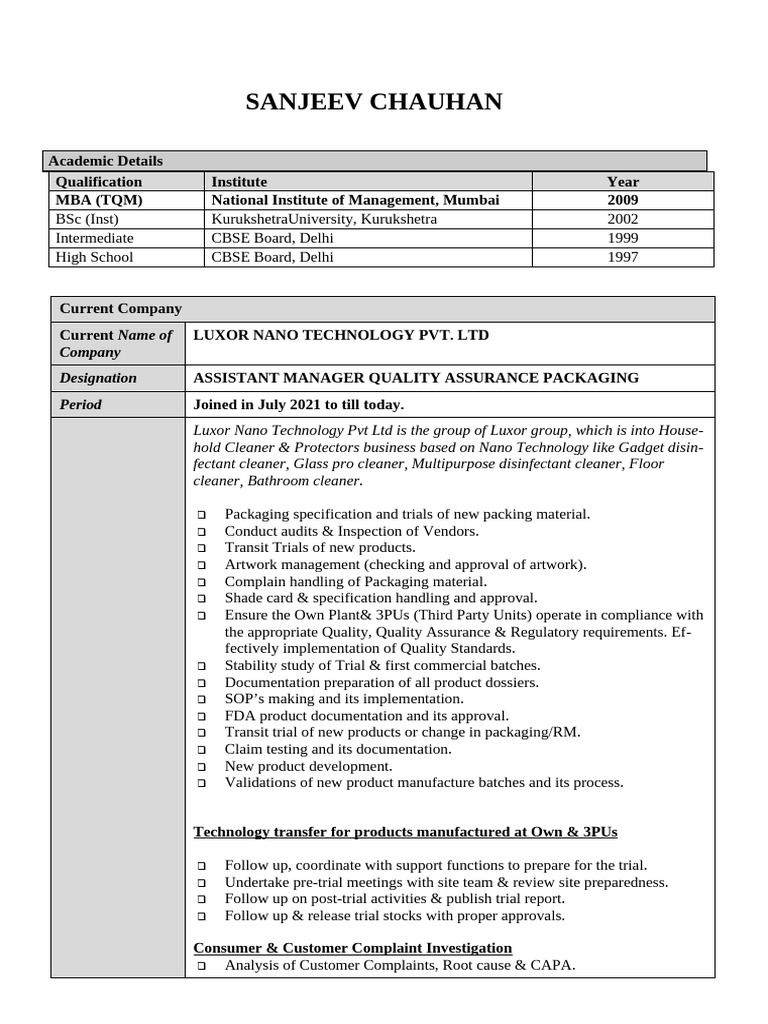 Sanjeev Chauhan Updated - Resume | PDF | Verification And Validation | Quality Assurance