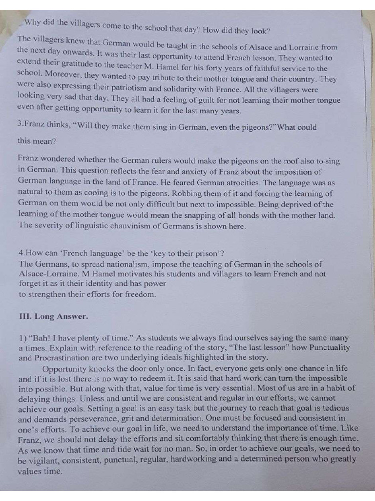 The Last Lesson | PDF