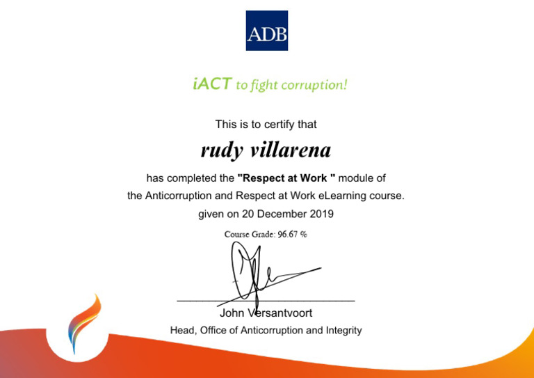 Respect at Work - Certificate of Completion | PDF
